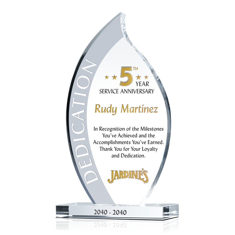 Unique Crystal Employee Work Anniversary Gift Plaque