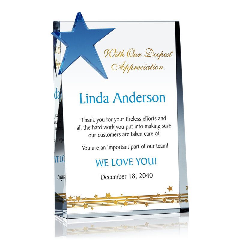 Star Employee Recognition Plaque - Wording Sample by Crystal Central Star Employee Recognition Plaque - Wording Sample by Crystal Central