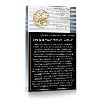 Army Service Plaque - Crystal Central