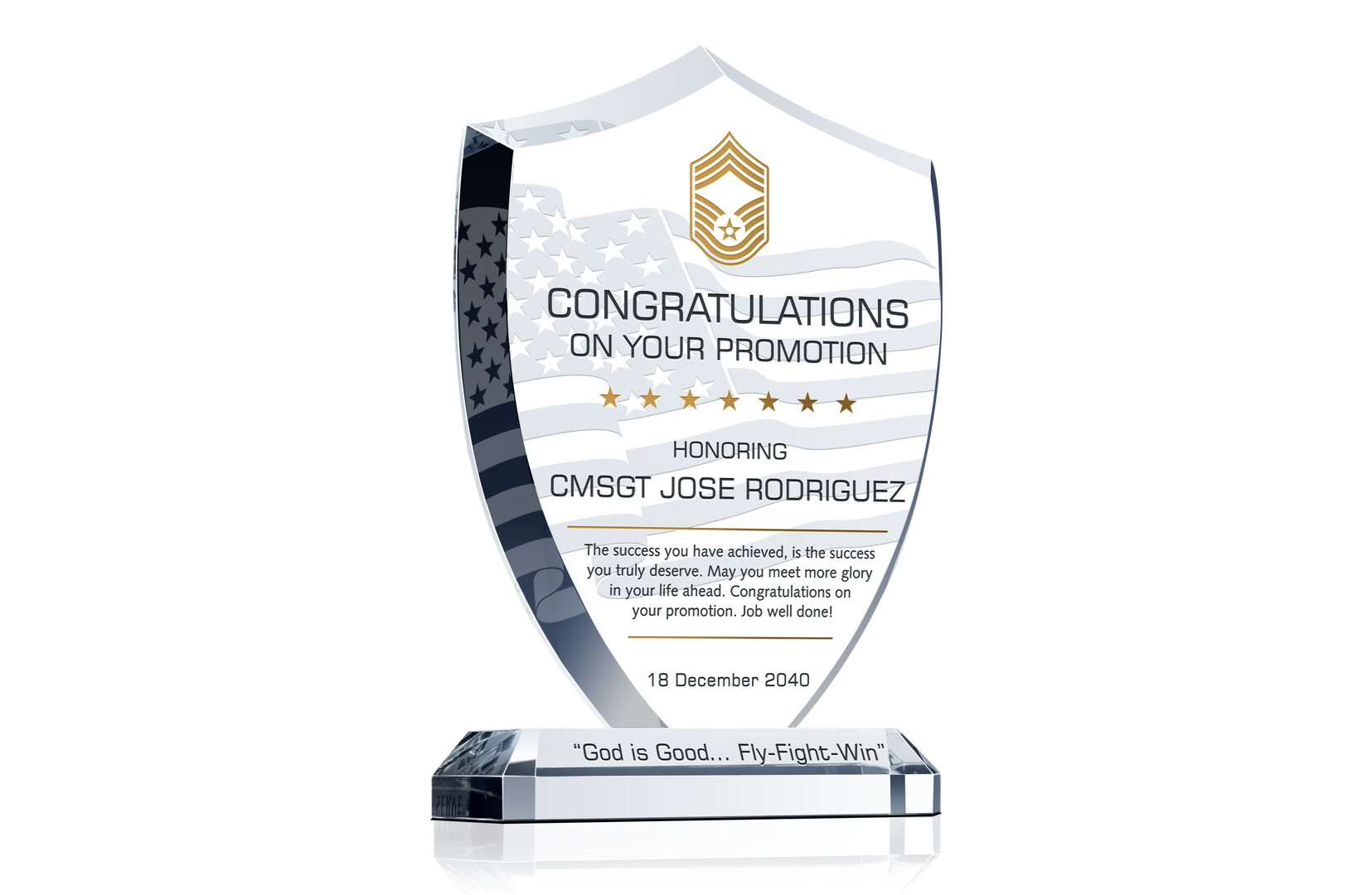 Air Force Shield Plaque - Crystal Central