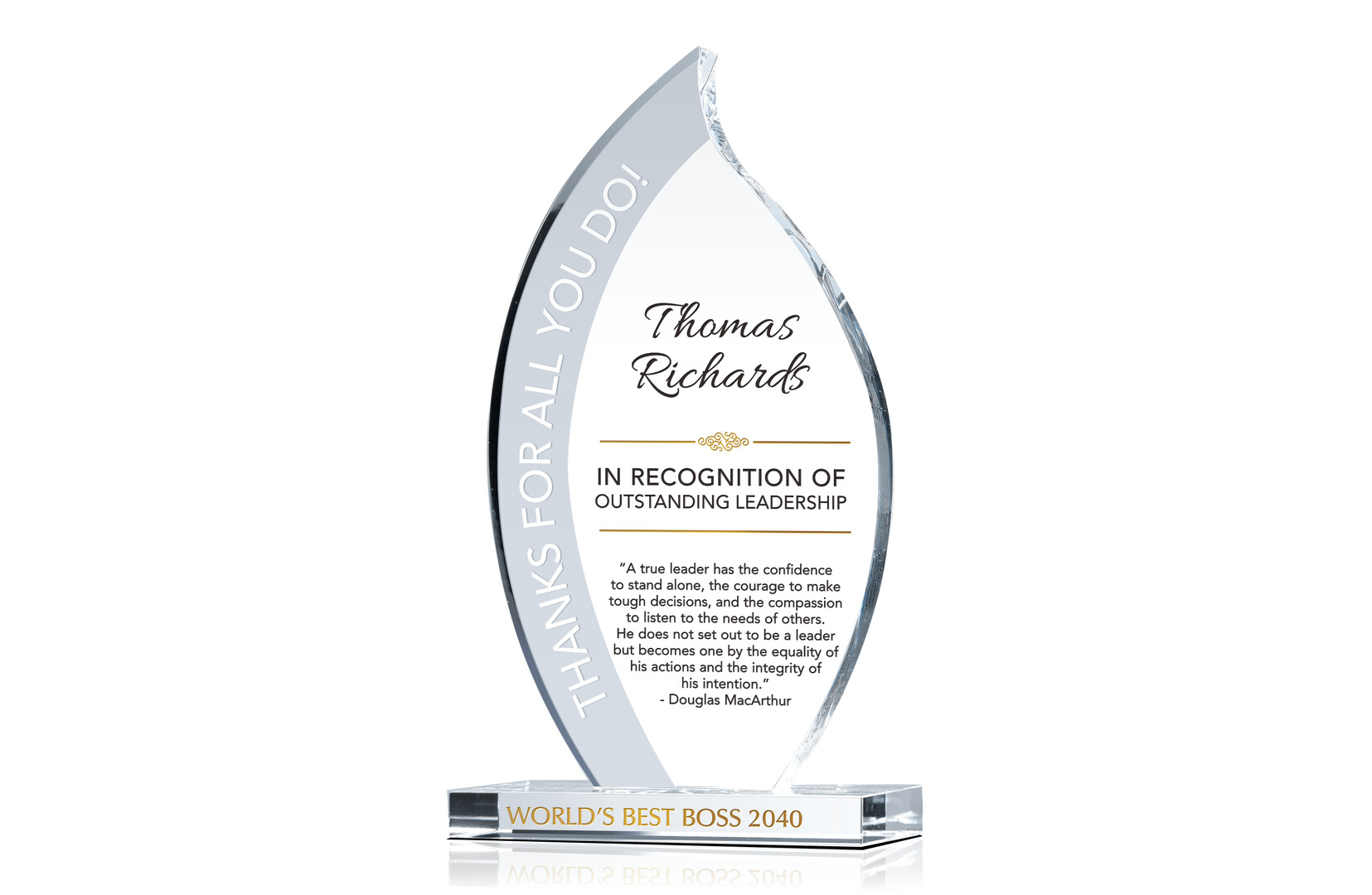 Flame Leadership Plaque - Crystal Central