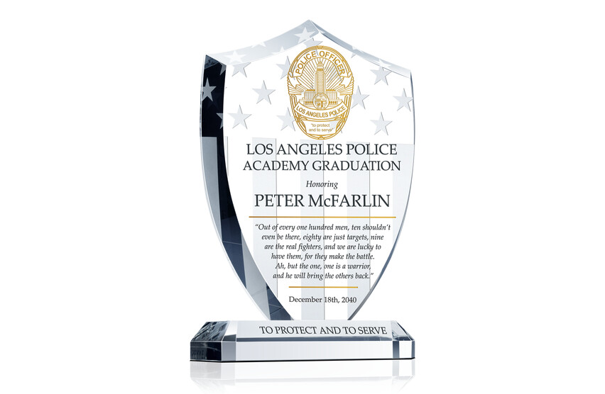 Shield Police Graduation Gift | Crystal Central
